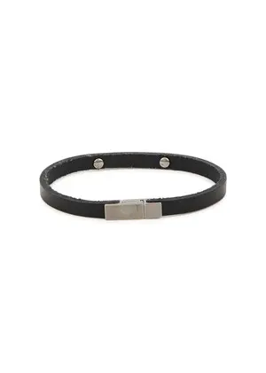Saint Laurent Designer-engraved Leather Bracelet