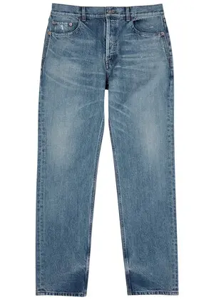 Saint Laurent Distressed Straight-leg Jeans - Blue