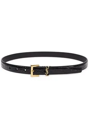 Saint Laurent Logo Leather Belt - Black