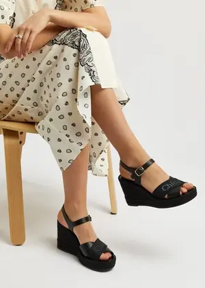 Chloé Piia 100 Leather Wedge Espadrilles