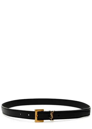 Saint Laurent Logo Leather Belt - Black