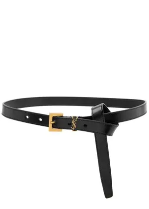 Saint Laurent Logo Leather Belt - Black