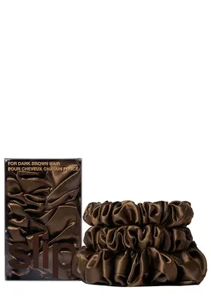 Slip SLIP Silk Scrunchies Dark Brown