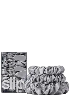 Slip SLIP Silk Scrunchies Silver