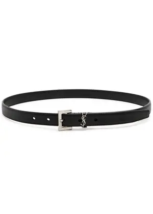 Saint Laurent Logo Leather Belt - Black