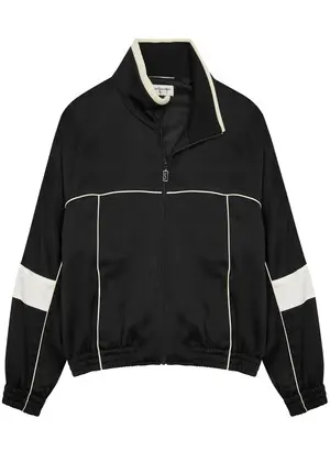 Saint Laurent Satin Track Jacket - Black | Editorialist