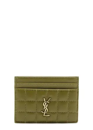Saint Laurent Quilted Leather Card Holder - Olive