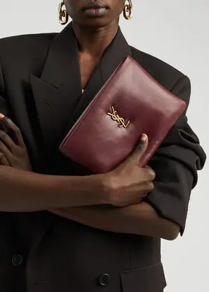 Saint Laurent Calypso Small Padded Leather Pouch - Burgundy