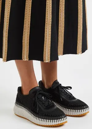 Chloé Nama Panelled Recycled Mesh Sneakers - Black