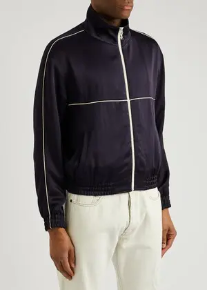 Saint Laurent Jersey Track Jacket - Dark Blue