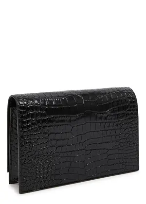 Saint Laurent Kate Crocodile-effect Leather Wallet-on-chain