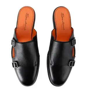 Santoni Leather Monk Slippers