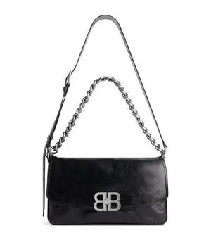 Balenciaga Medium Leather Soft Flap Shoulder Bag