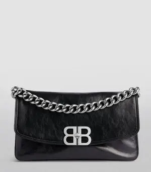 Balenciaga Medium Leather Soft Flap Shoulder Bag