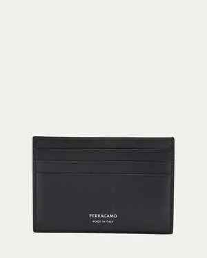 FERRAGAMO Slim Leather Card Holder - Black