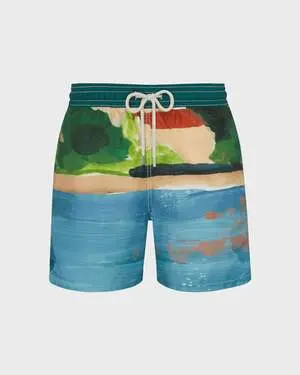 Vilebrequin 360 Landscape Moorea Swim Trunks - Blue