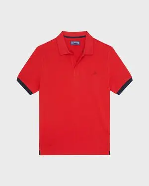 Vilebrequin Cotton Pique Polo Shirt Solid Polo Palan Red