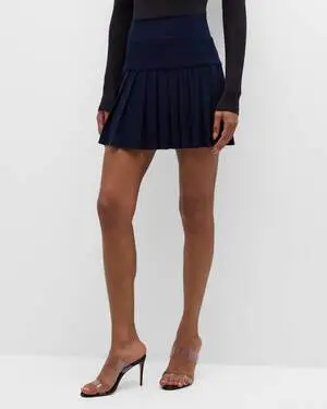 Norma Kamali Norma Kamali Pleated Mini Skirt - True Navy