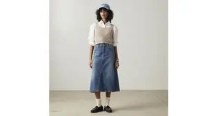 LEVI'S High-rise A-line Deconstructed Denim Skirt