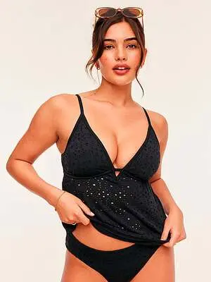 Victoria's Secret Adore Me Bailee Crochet Tankini Top - Black