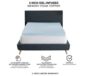 BODIPEDIC 3 Gel-infused Memory Foam Mattress Topper, Full