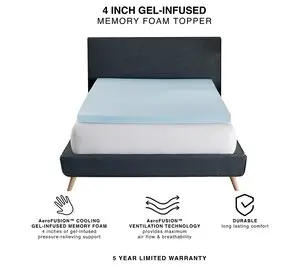 BODIPEDIC 4 Gel-infused Memory Foam Mattress Topper, Queen