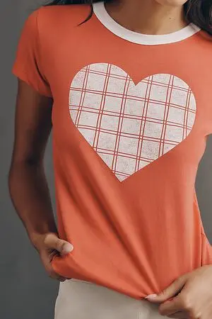 LETLUV Heart Ringer Tee - Red/plaid Heart