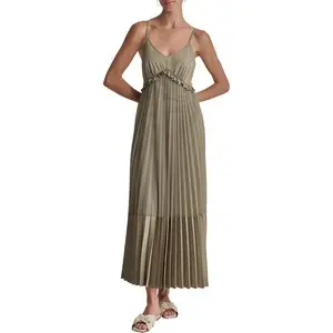 Dkny Sleeveless Pleated Maxi Dress - Light Fatigue