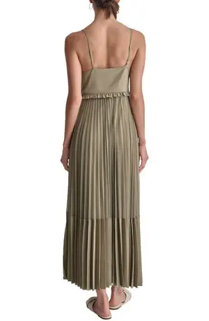 Dkny Sleeveless Pleated Maxi Dress - Light Fatigue