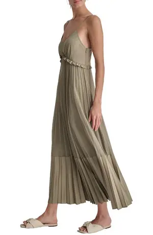 Dkny Sleeveless Pleated Maxi Dress - Light Fatigue