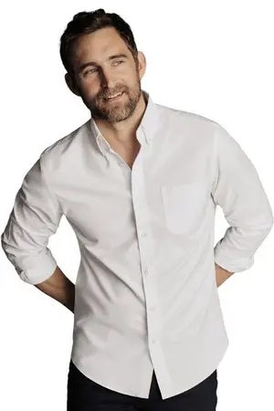 CHARLES TYRWHITT Slim Fit Button-down Collar Non-iron Stretch Oxford Shirt White