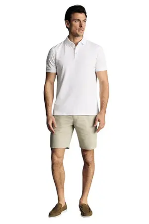 CHARLES TYRWHITT Cotton Linen Tapered Shorts - Stone