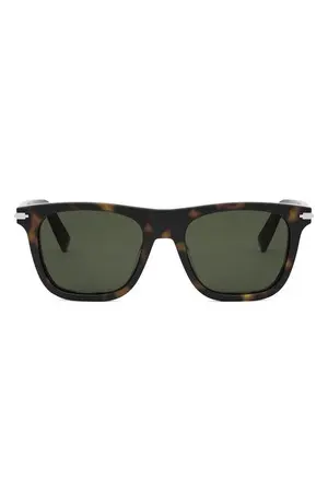 Dior Blacksuit S13i 53mm Geometric Sunglasses - Dark Havana / Green