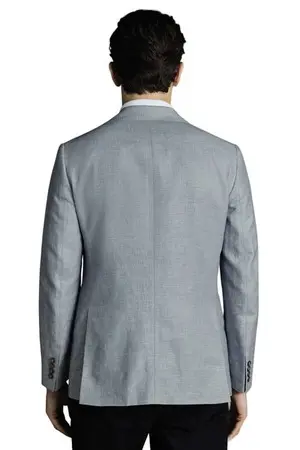 CHARLES TYRWHITT Linen Cotton Slim Fit Jacket - Mid Blue