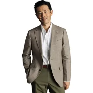 CHARLES TYRWHITT Linen Cotton Slim Fit Jacket - Mocha
