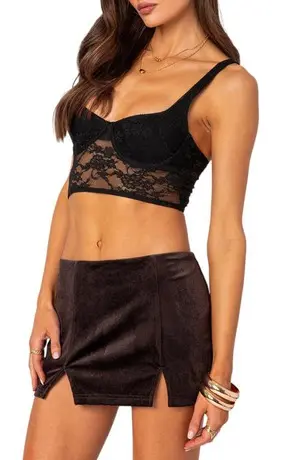 EDIKTED Sheer Lace Bra Crop Top