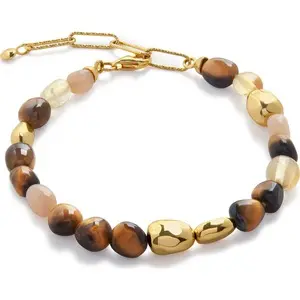 Monica Vinader Beaded Stone Bracelet - 18ct Gold Vermeil/tigers Eye
