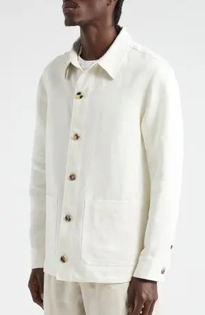 Thom Sweeney Patch Pocket Linen Overshirt