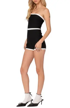 EDIKTED Contrast Trim Rib Romper