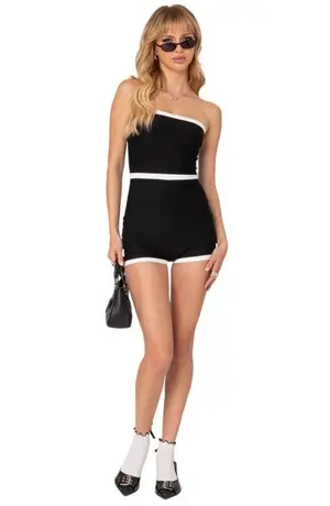 EDIKTED Contrast Trim Rib Romper