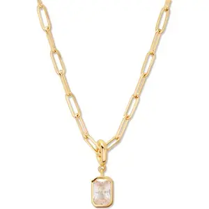 BROOK & YORK Mackenzie Birthstone Paper Clip Chain Pendant Necklace - Gold - April