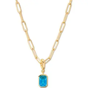 BROOK & YORK Mackenzie Birthstone Paper Clip Chain Pendant Necklace - Gold - December
