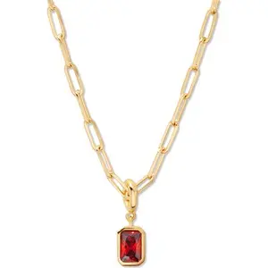 BROOK & YORK Mackenzie Birthstone Paper Clip Chain Pendant Necklace - Gold - January