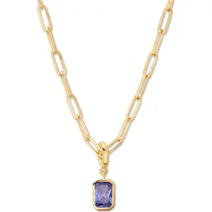 BROOK & YORK Mackenzie Birthstone Paper Clip Chain Pendant Necklace - Gold - June