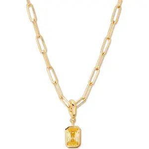 BROOK & YORK Mackenzie Birthstone Paper Clip Chain Pendant Necklace - Gold - November