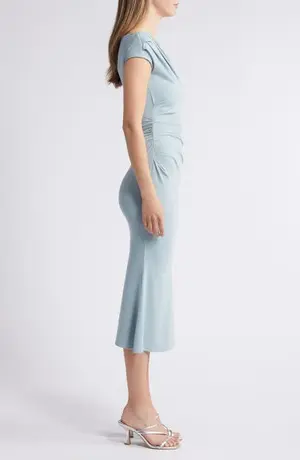 NIKKI LUND Sky Off-the-shoulder Jersey Midi Dress