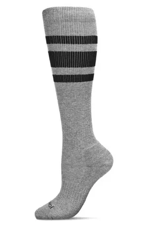 MEMOI MeMoi Stripe Performance Knee High Compression Socks Med Gray Heather