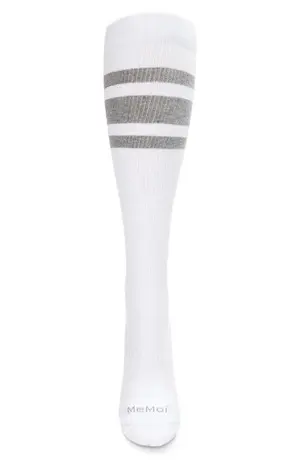 MEMOI Stripe Performance Knee High Compression Socks - White