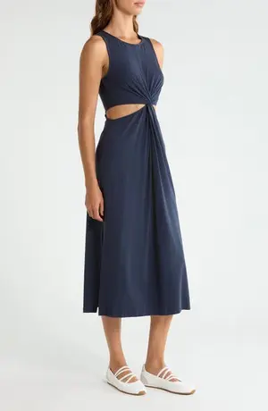 Beyond Yoga Around The World Front Twist Midi Dress