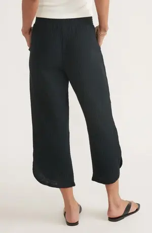 Marine Layer Corinne Wide-leg Double-cloth Cotton Pants